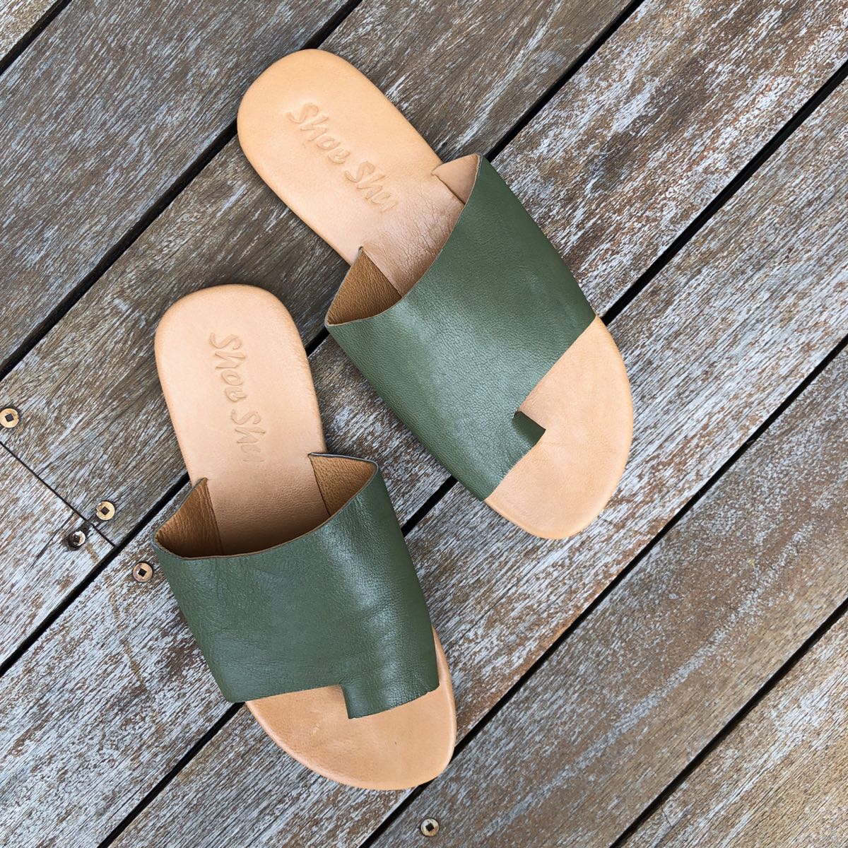 LEATHER TOE SLIDE – Shoe Shu
